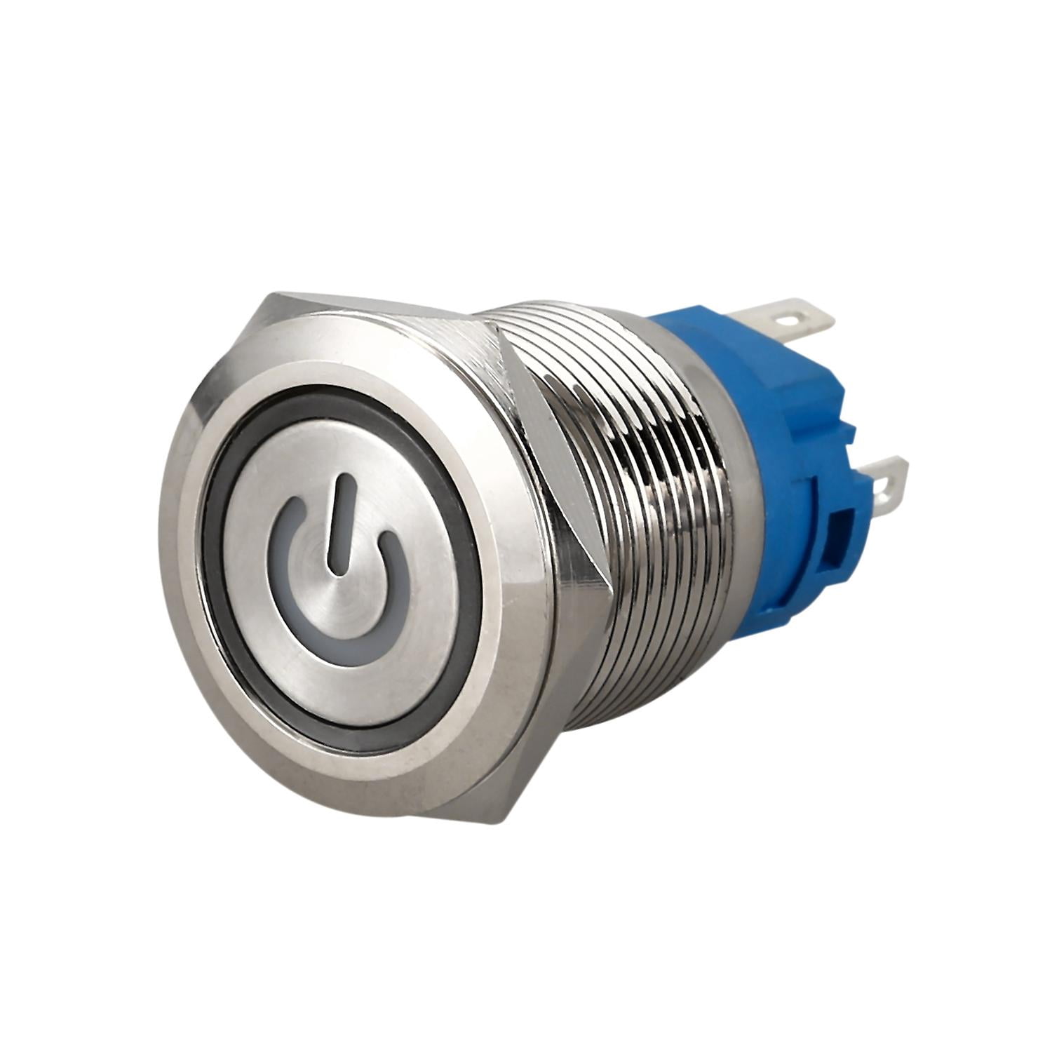 Interruptor pulsador 220 V shaofei color azul y plateado | Bodega ...