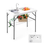 Outsunny 4FT Outdoor Fishing Plastic Prep Station: Portable, Foldable ...