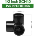 3 Way PVC Pipe Fittings 1/2 Inch, Black PVC Elbow Corner Side Outlet ...