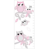 Pink and Grey Owl Growth Chart Wall Art With Chevrons, Swirly Branches ...