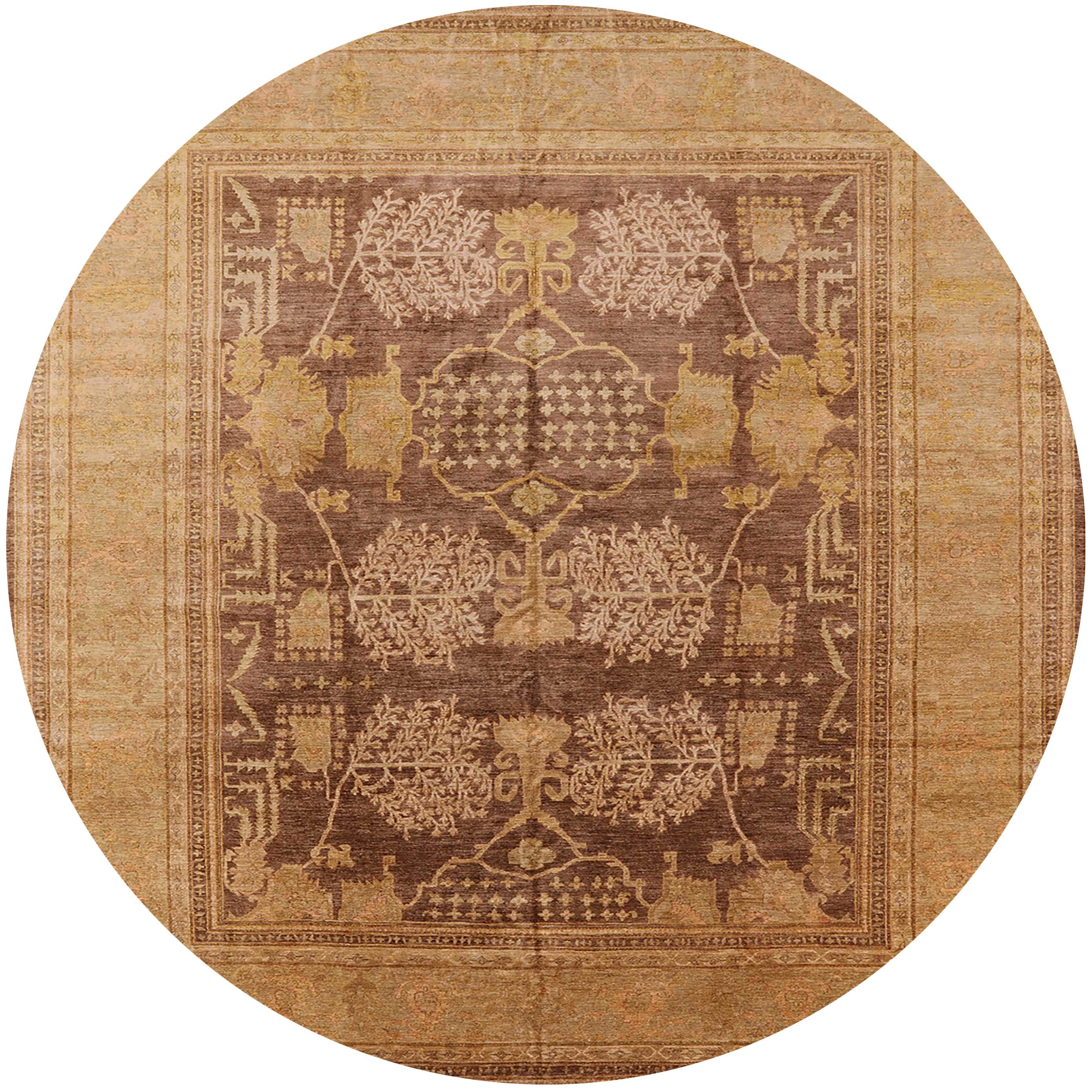 Ahgly Company Indoor Round Mid-Century Modern Orange Oriental Area Rugs ...