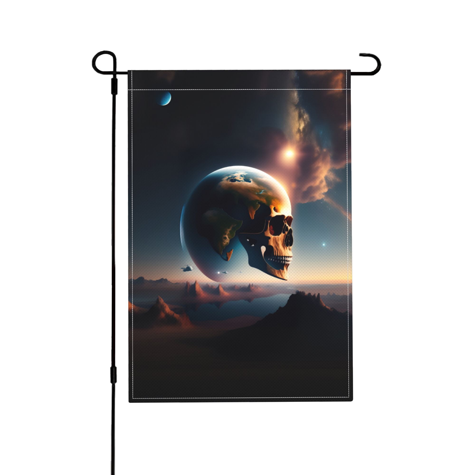 TEQUAN Space Skull Planet Earth Garden Flags, 18 x 12 inch Double Sided ...