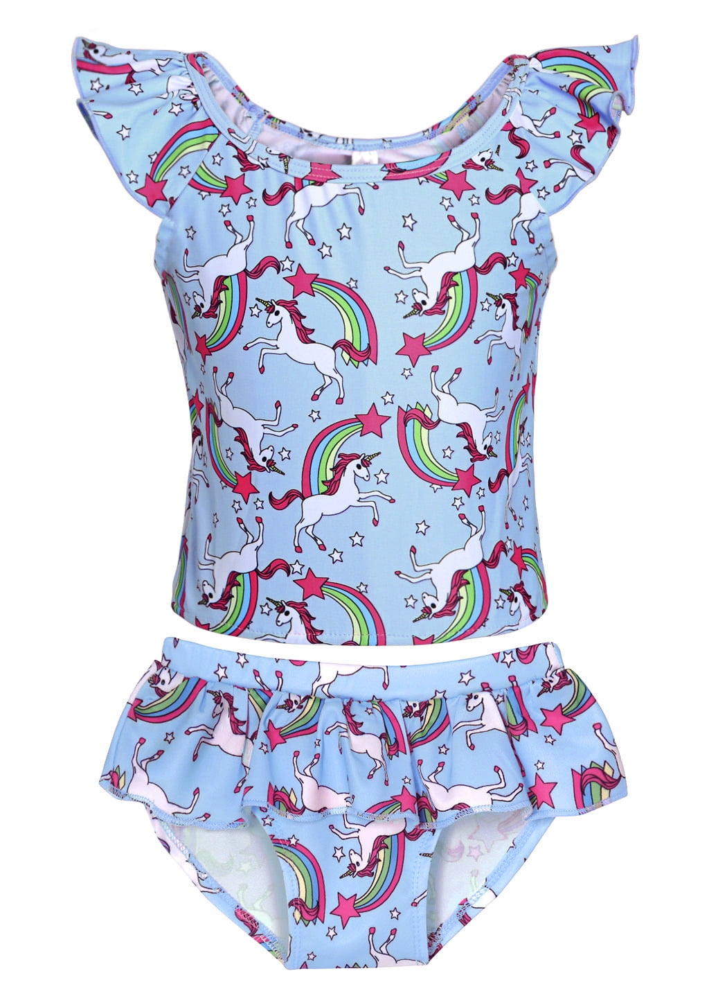 Jurebecia Girls Unicorn One Piece Two Piece Swimsuit Rainbow Bathing ...