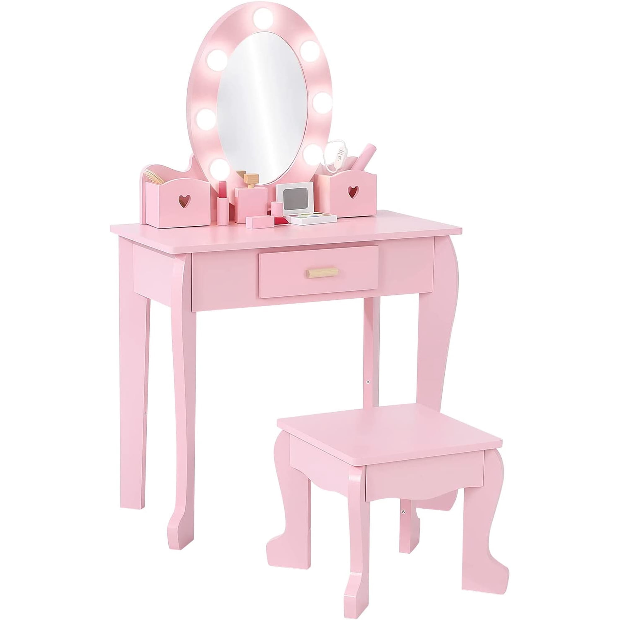 Click here for Pioneerworks Kids Wooden Vanity Table And Stool Se... prices