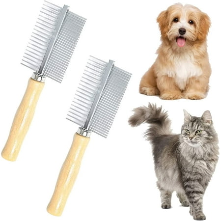 Pet Comb Dog Grooming Comb Stainless Steel Dog Comb Double-Sided Flea ...