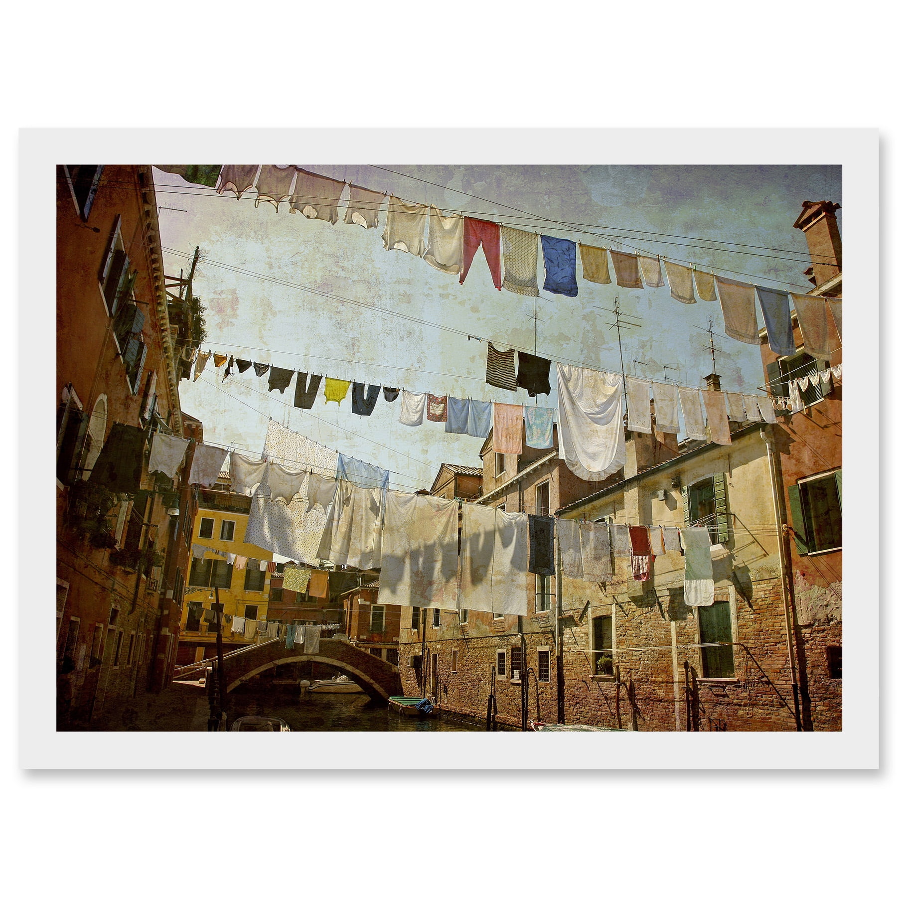 Clotheslines Venice Washing Line Laundry By Cityscape A4 Artwork Framed ...