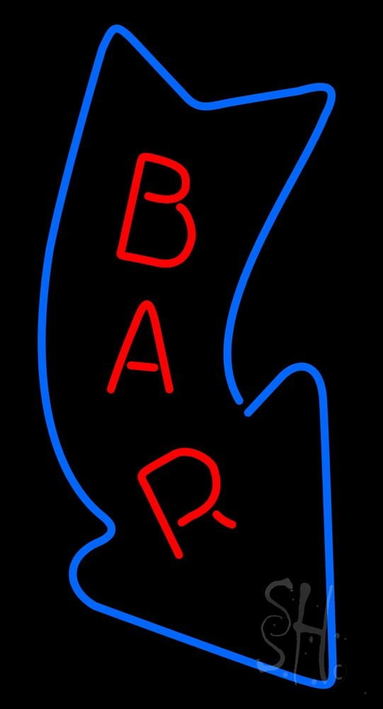 Curve Bar With Arrow LED Neon Sign 24 x 13 - inches, Clear Edge Cut ...