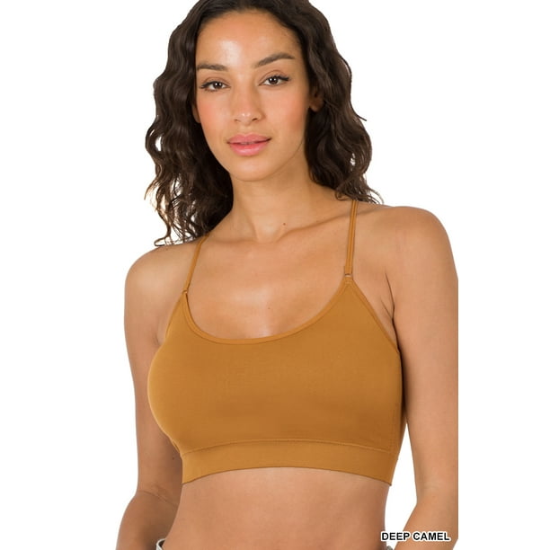 Zenana Women And Plus Cross Back Padded Seamless Bralette Sports Bras