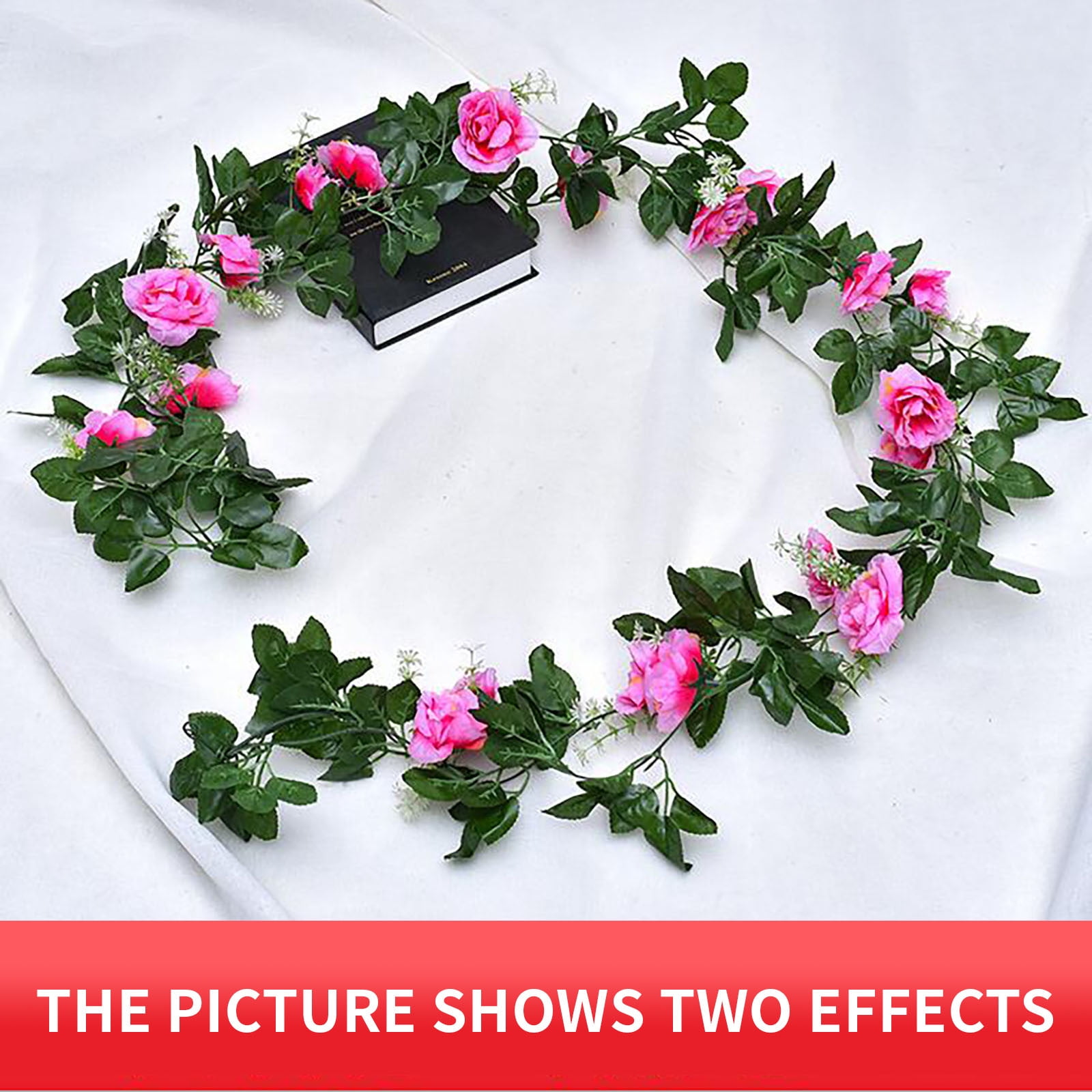 JeashCHAT Artificial Rose Flower Vine 7Feet Hanging Fake Flower Garland ...