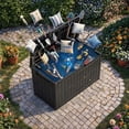 110 Gallon Waterproof Resin Outdoor Deck Box with Lock and Bench ...