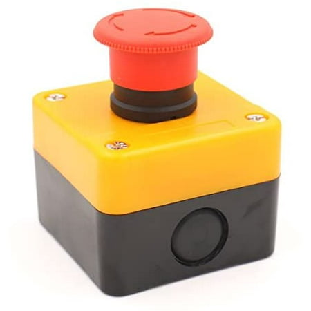 Baomain Red Sign Emergency Stop Switch Push Button Weatherproof Push Button Switch 660V with Box ...