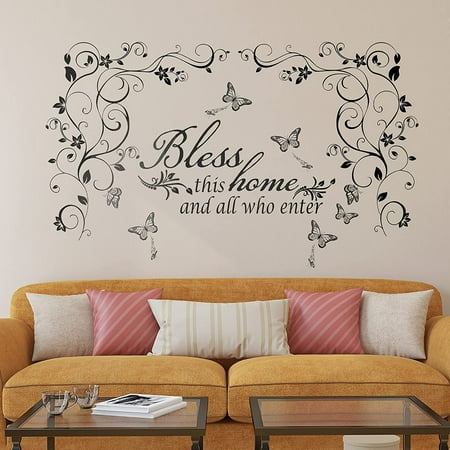 Vinyl Wall Quotes Bless This Home and All who Enter Wall Decals ...
