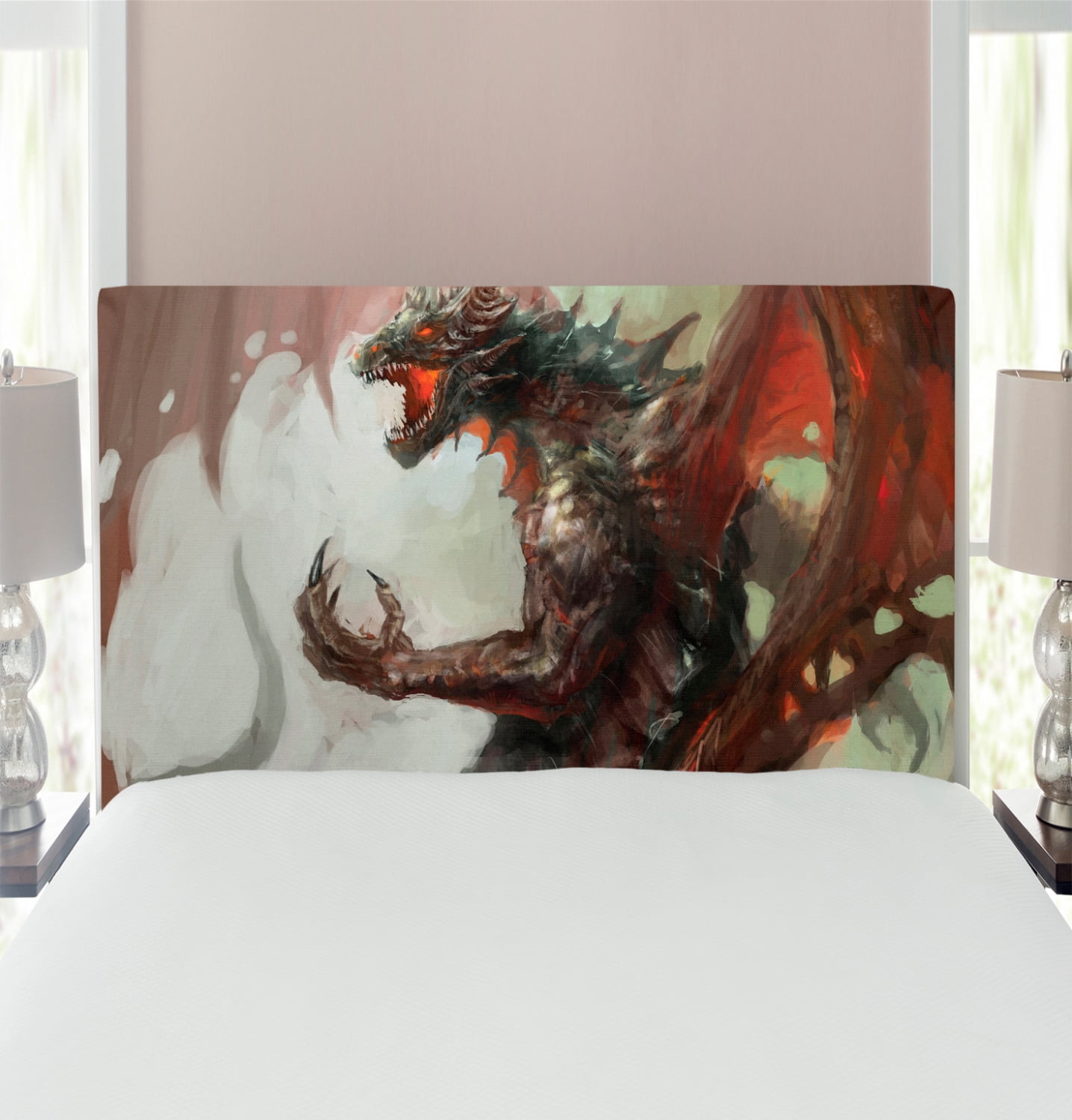 Medieval Headboard, Ilustration of Mythological Creature Dragon ...