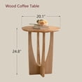 Wood Side Table, Modern Round End Table with Curved Leg, Mid-Century 24 ...