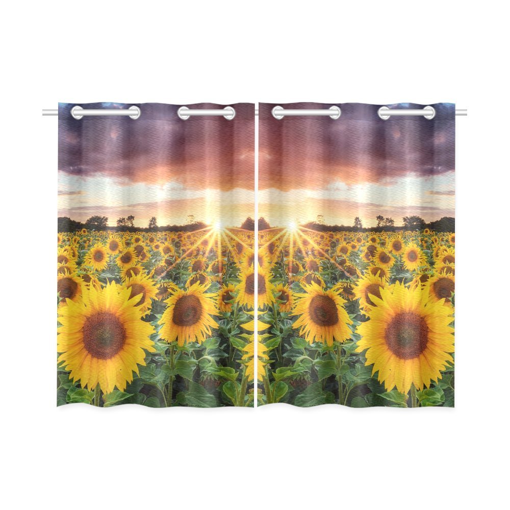 MYPOP Sunflowers Sunshine Window Curtain Kitchen Curtain 26x39 inches ...