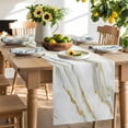 Abstract White Marble Texture Table Runners 13x36 Inches Long Linen ...