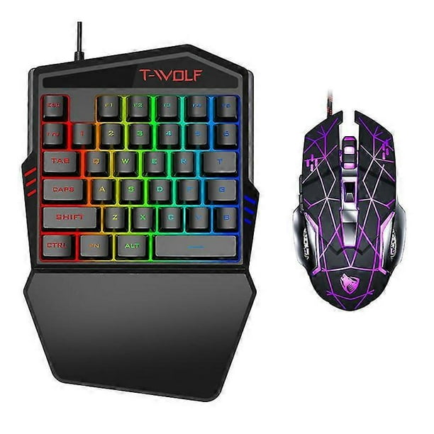 ZHAOCHENG Teclado para juegos RGB de una mano con cable USB Teclado ...