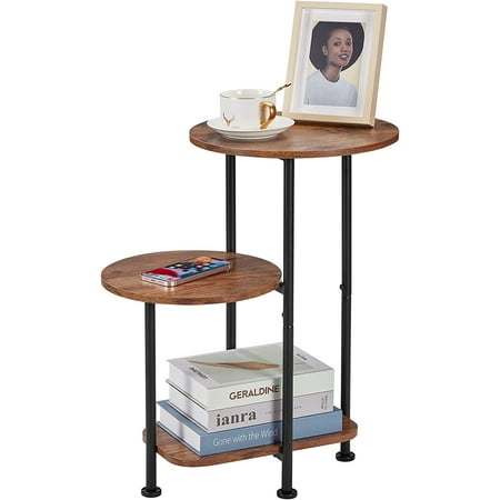 Small Round End Table for Small Spaces,2 Tier Small Side Table Plant ...