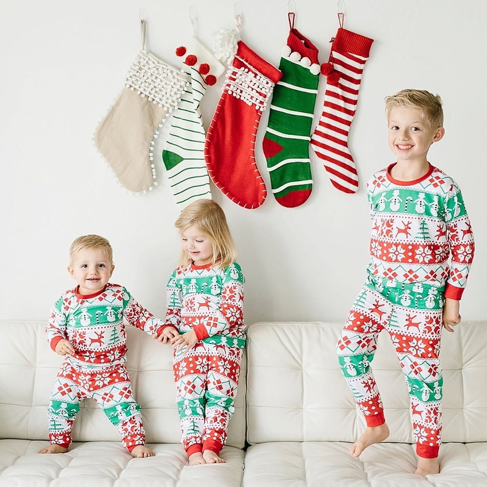Cotton Kids Baby Boy Girls Christmas Outfit Nightwear Sleepwear Pajamas ...
