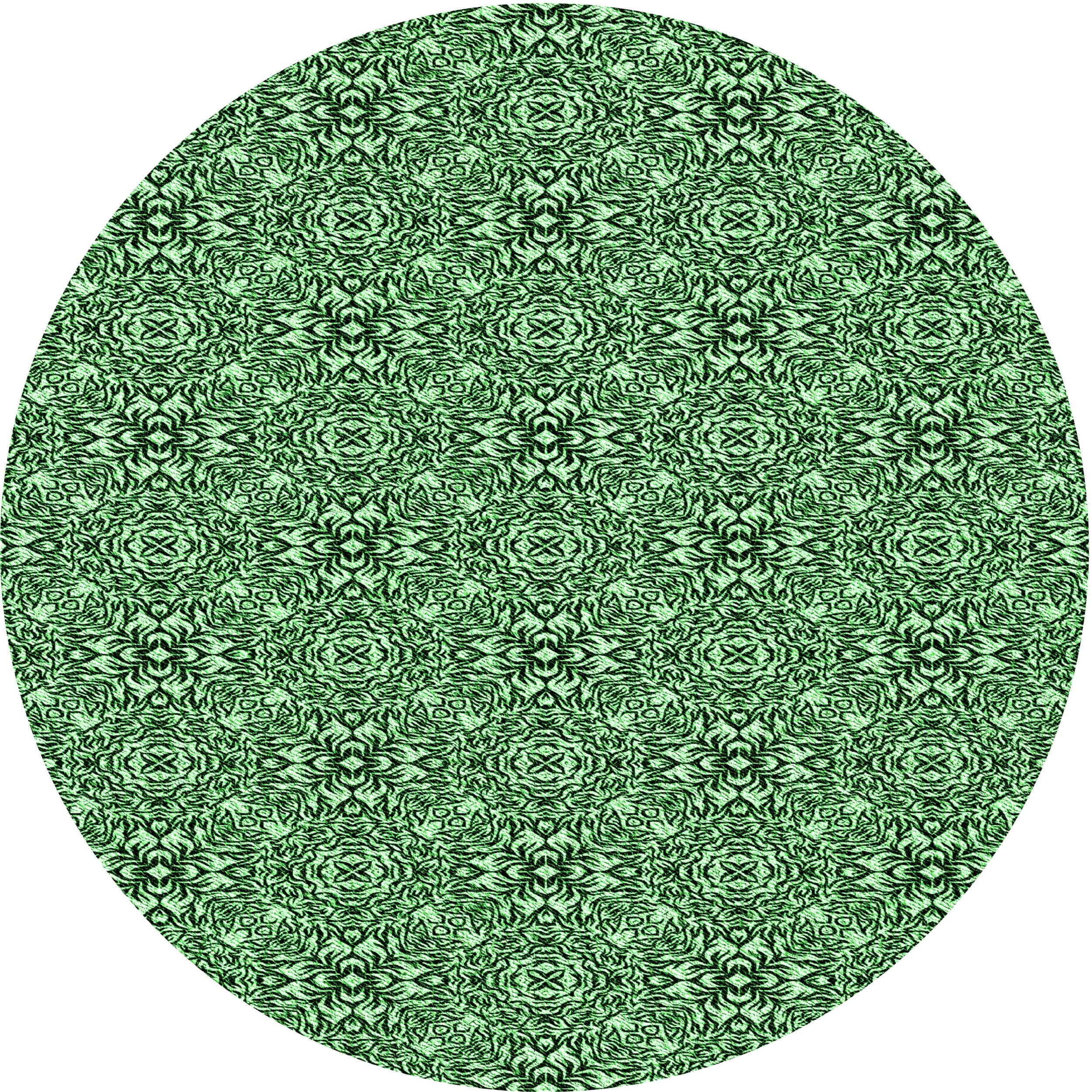 Ahgly Company Indoor Round Patterned Deep Emerald Green Area Rugs, 6 ...