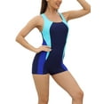 Women's Boyleg One Piece Athletic Swimsuit Color Blocked Racerback ...