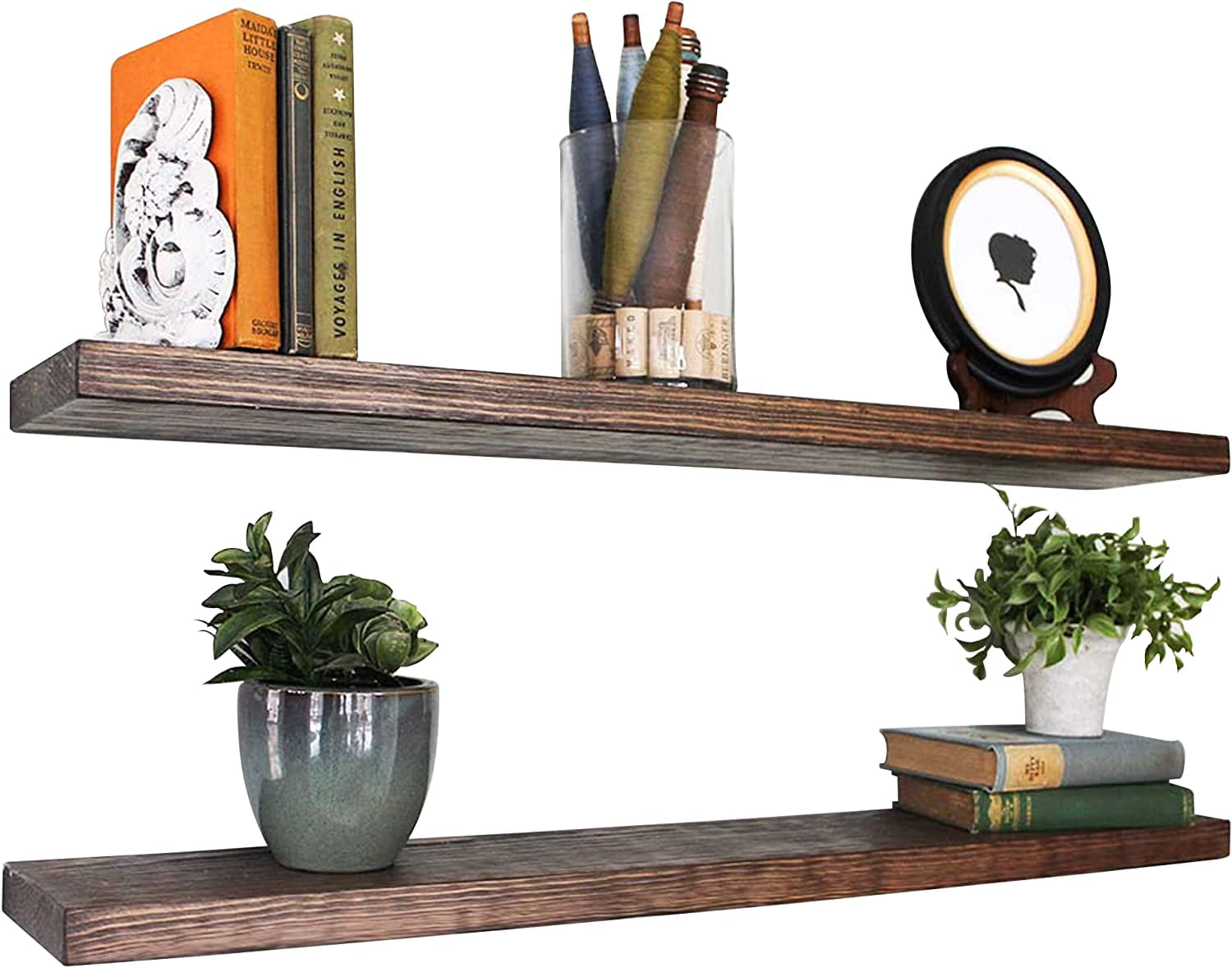 Willow & Grace Wall Mounted Shelves - 36 Inch Floating Wall Shelf, Wood ...