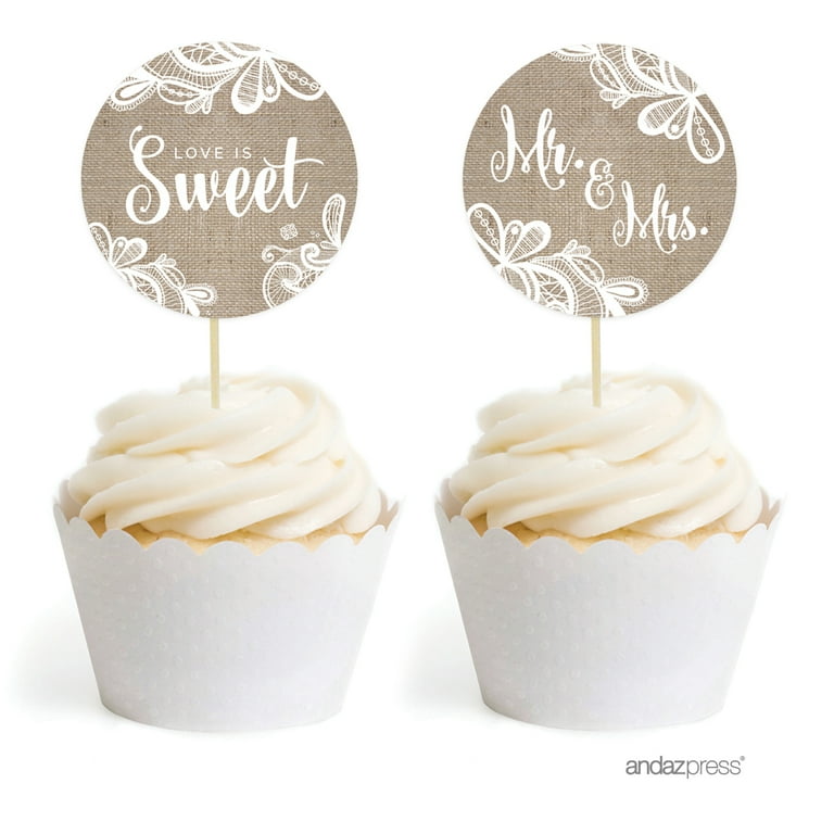 Burlap Wedding Cake Toppers