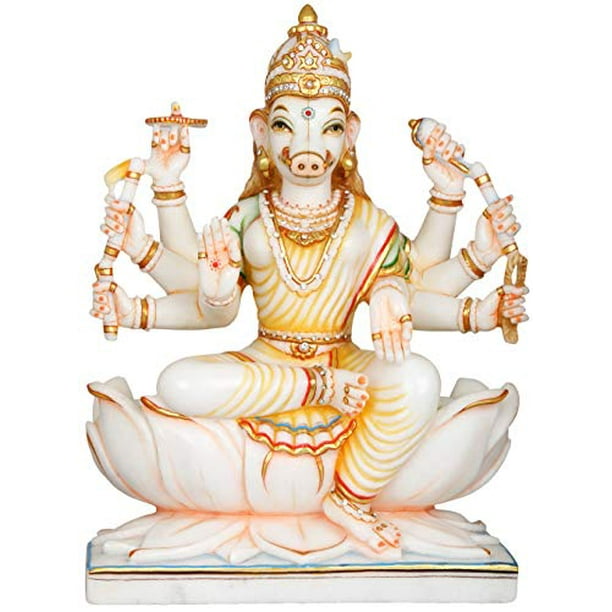 Exotic India The All-Powerful Varahi Devi - White Marble Statue ...