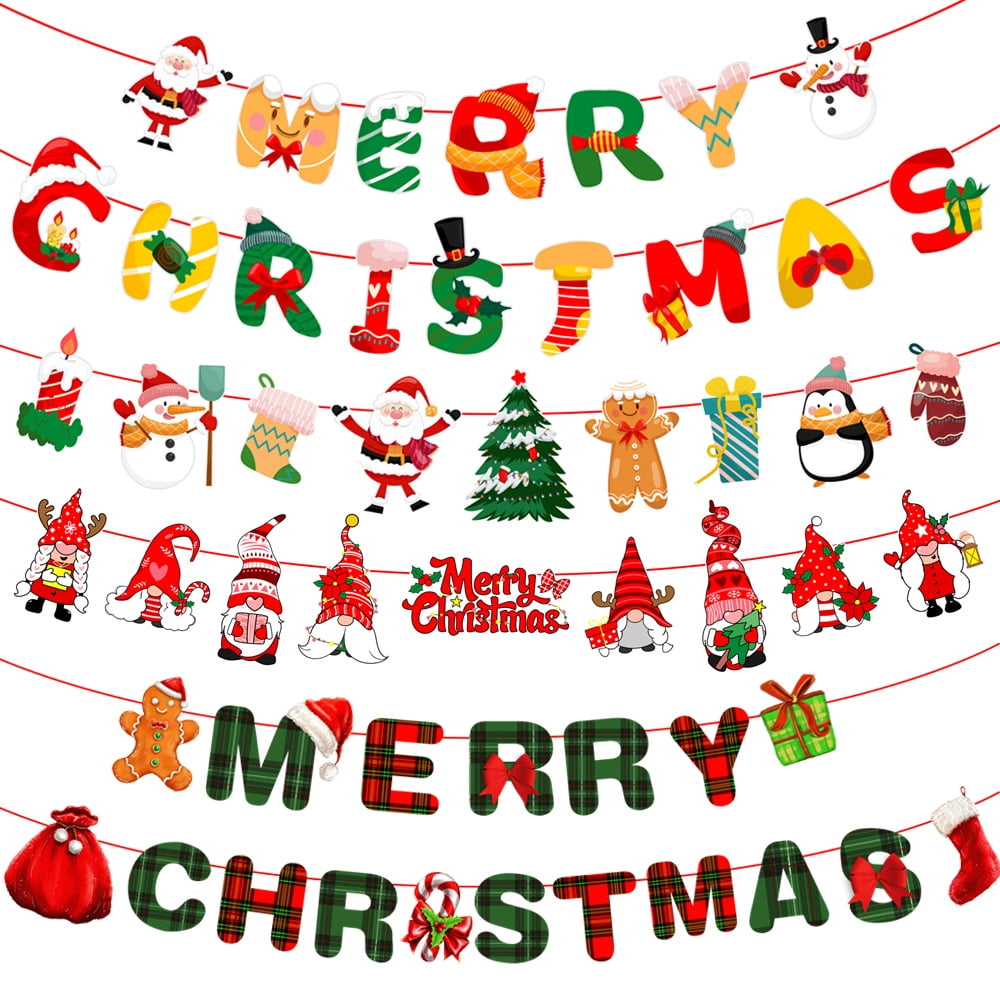 Paota Christmas Banner Decoration, 4 String Christmas Banner, Merry ...