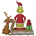 Gemmy Christmas Inflatable Grinch and Max Sled Scene with Gift Stack, 6 ...