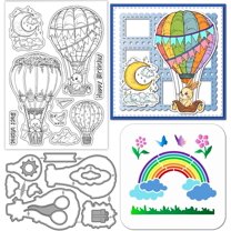 1set Cat Clear Stamps Cutting Dies PET Painting Stencils for Card ...