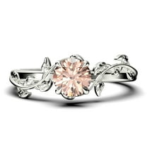 Vine Leaf Ring, Boho & hippie 1.00 Carat Round Cut Morganite And Diamond Moissanite Engagement ...