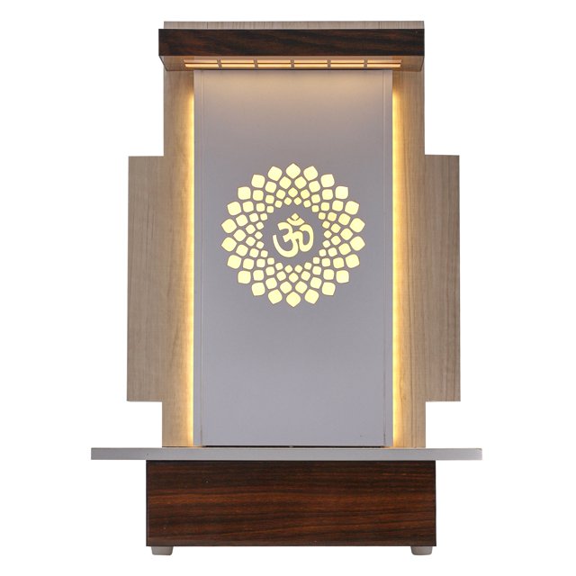 Designer Elegant Wooden Pooja Temple with LED Lights for Home and ...
