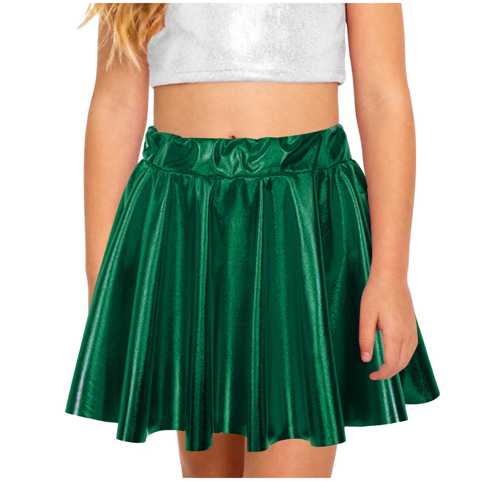 Click here for Pandaie Girls Metallic Skater Skirt Shiny Pleated... prices