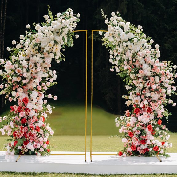 Miumaeov Set of 2 Gold Metal Wedding Arch Rack Flowers Frame Curved Top ...