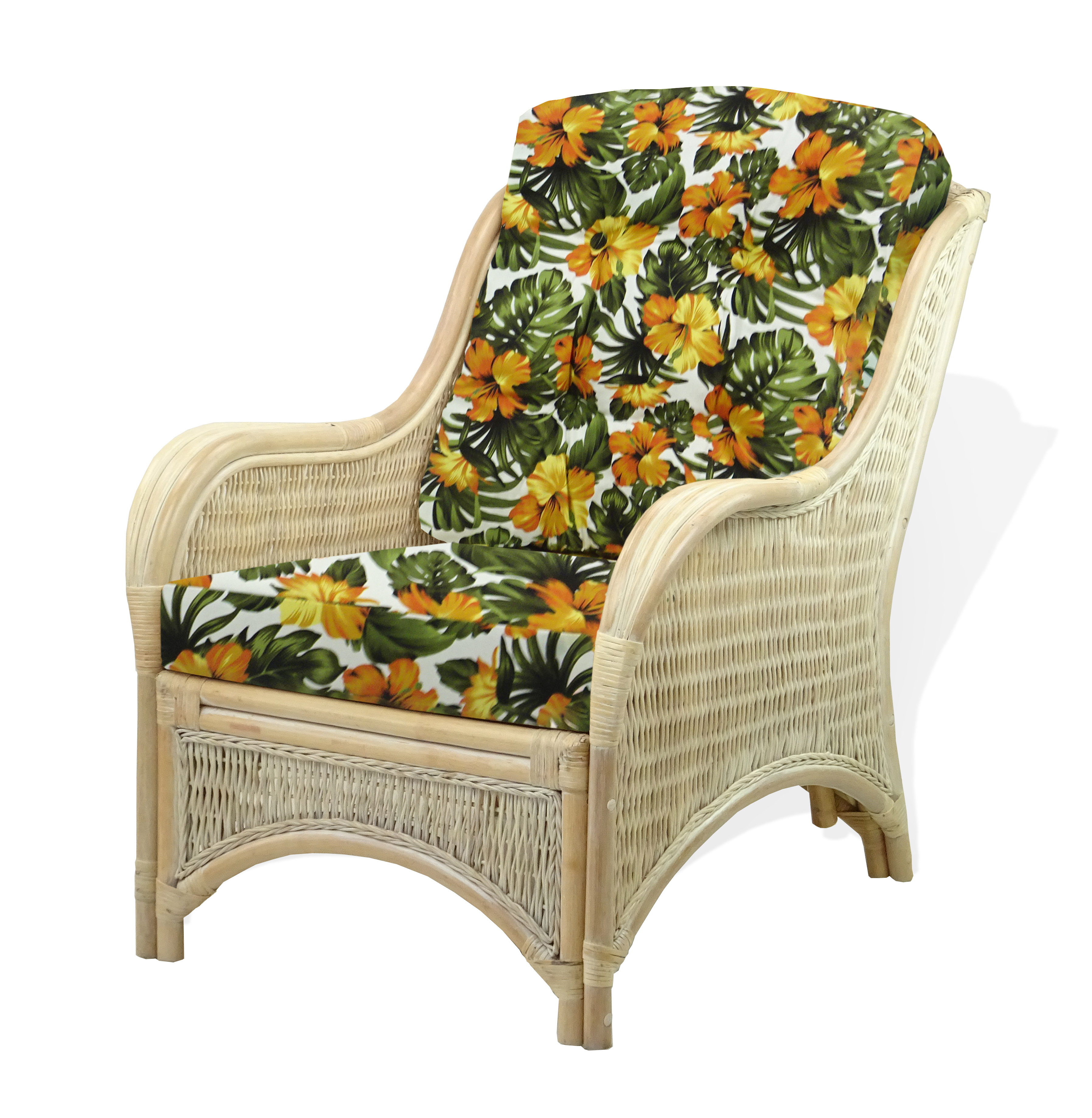 Jam Lounge ArmChair ECO Natural Rattan Wicker Handmade w/Floral ...