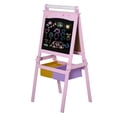 Qaba 3 In 1 Kids Wooden Art Easel, Paper Roll, Double-Sided Chalkboard ...