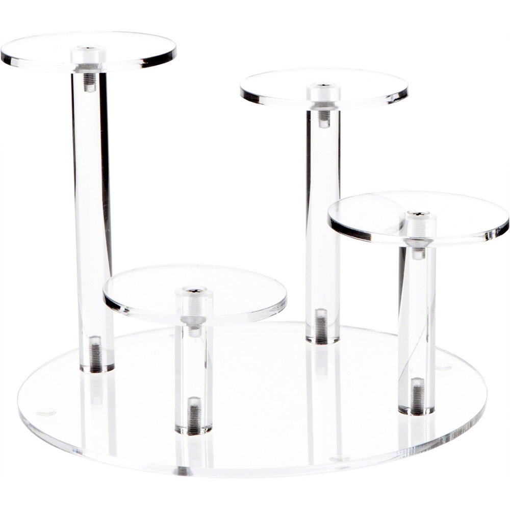 Plymor Clear Acrylic Round 8" Base Riser with 4 Round 3" Display ...