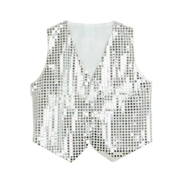 renvena Kids Boys Girls Sequins Vest Glittery Jacket Waistcost for Jazz ...