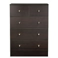 5-Drawer Storage Cabinet, 3+2 Linen-Textured Melamine Particle Board ...