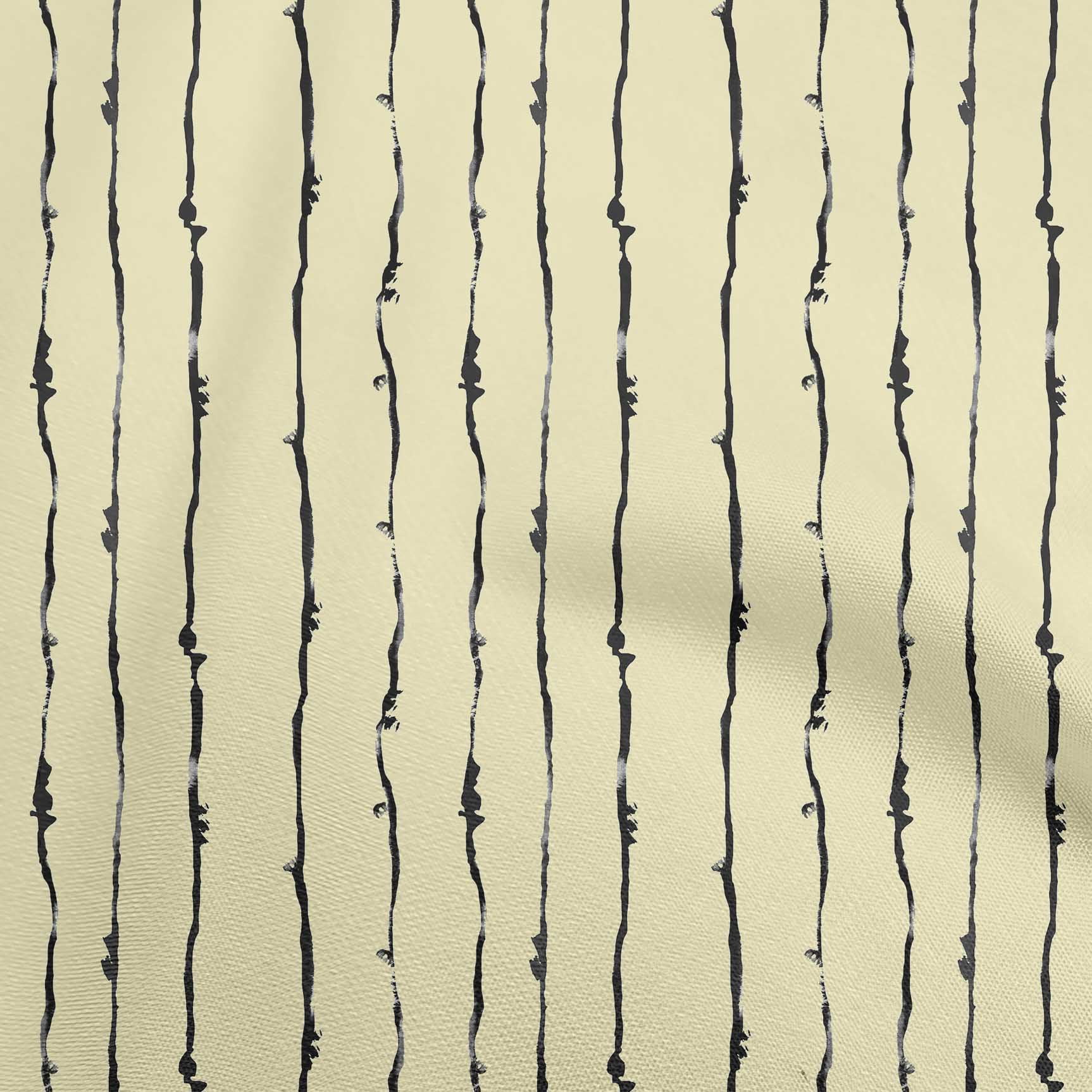 oneOone Cotton Poplin Pale Yellow Fabric Abstract Stripes Sewing ...