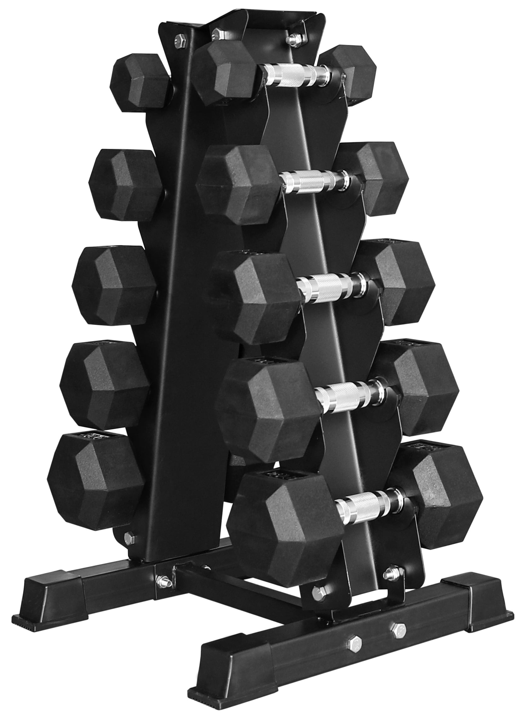 BalanceFrom 150LB Coated Hex Dumbbell Weight Set and A-Frame Storage ...