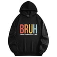 Men's Pocket Graphic Hooded Pullover, BRUH with Text Below Saying ...
