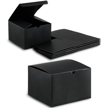 Gift Box 6 x 6 x 4 Inch Matte Black Paper Gift Boxes with Lids for ...