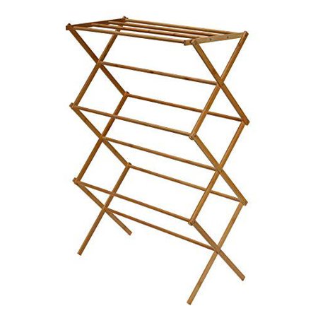 Cortesi Home Eli Natural Bamboo Clothing Drying Rack, 28.5" W x 14.5" L ...