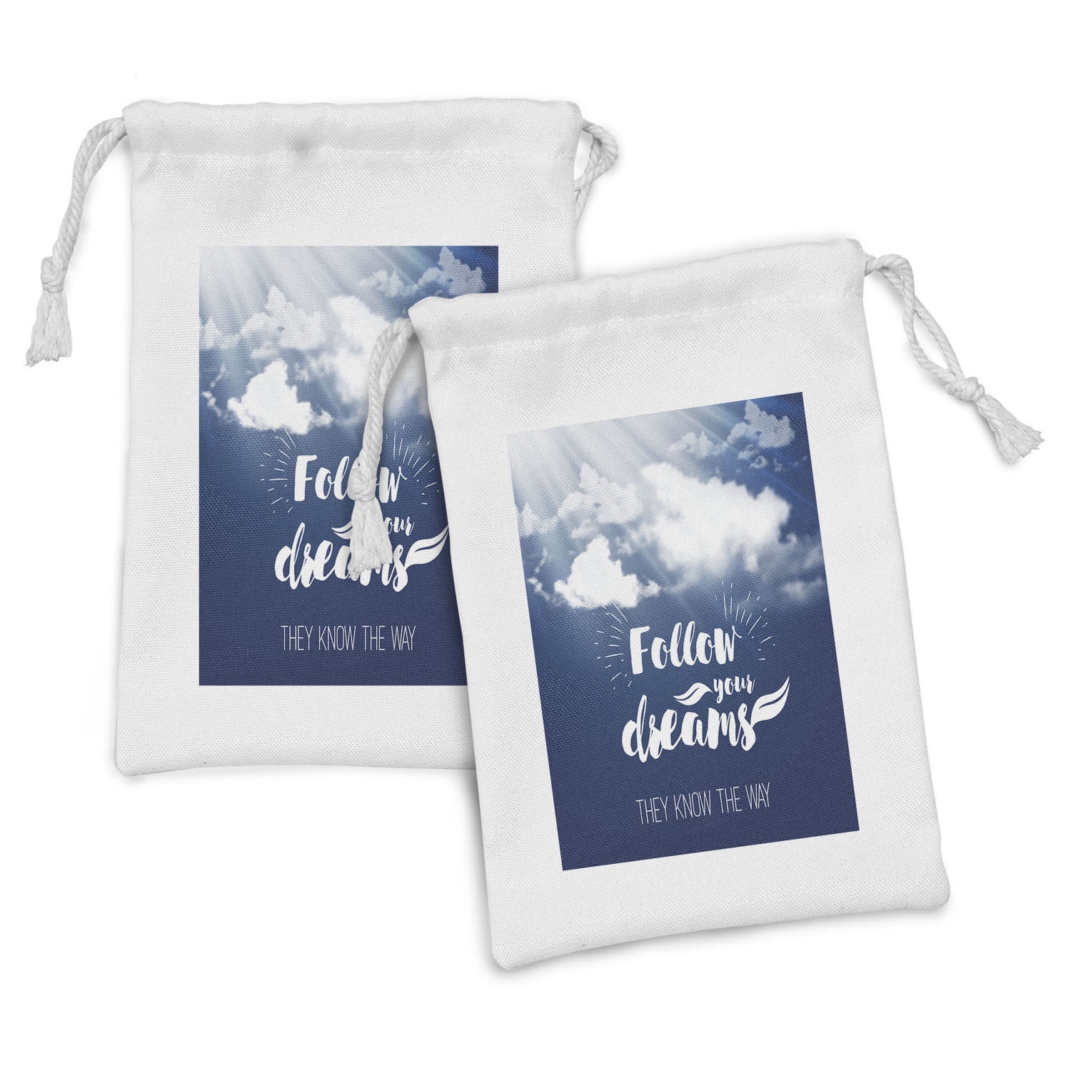 Dream Fabric Pouch Set of 2, Inspiration Text Follow Your Dreams on the ...