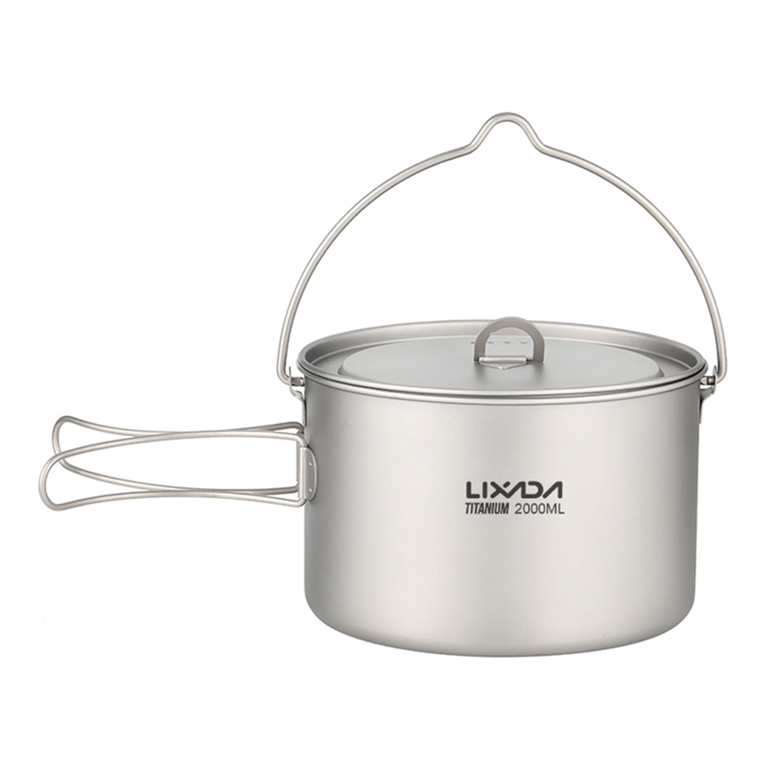 Lixada 2L Titanium Pot Lightweight Outdoor Camping Cooking Pot with ...