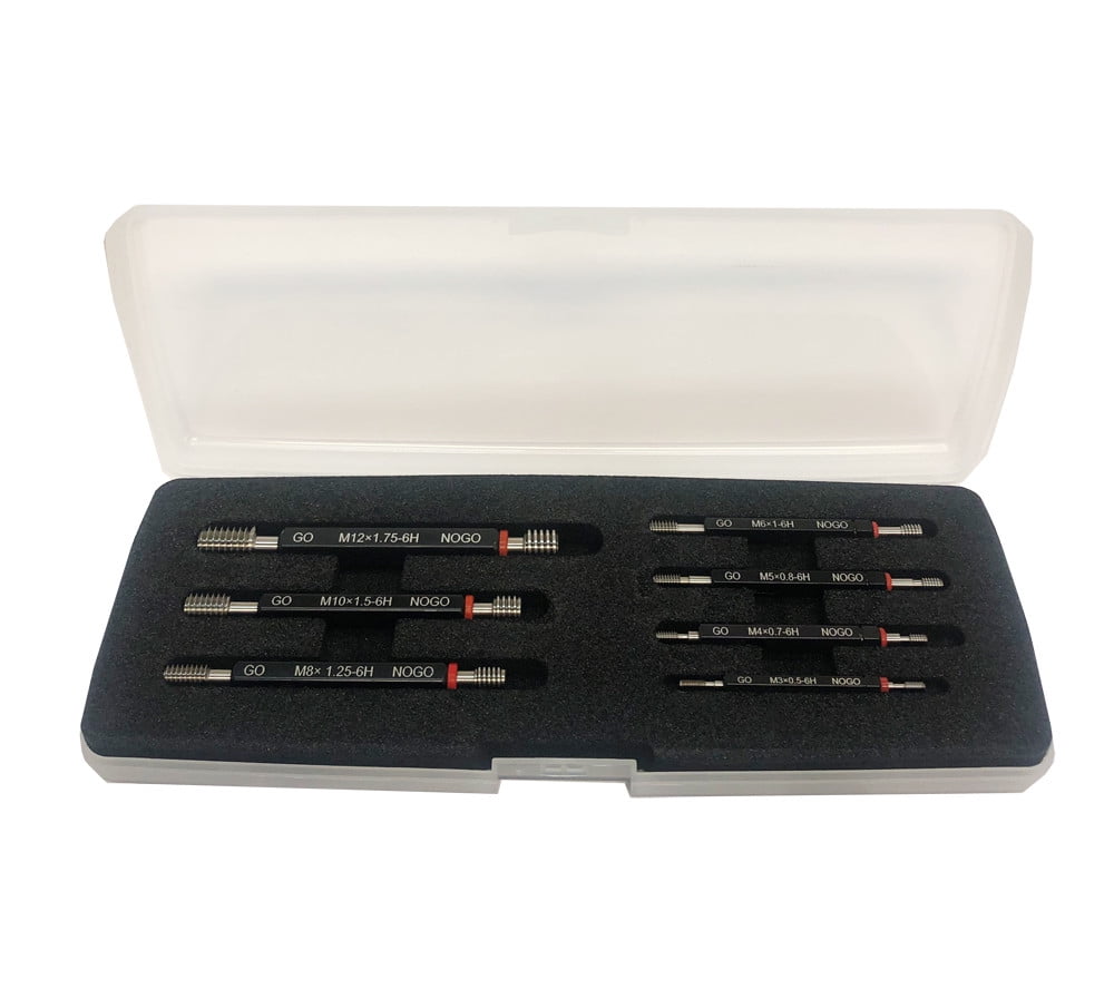 H6 Metric Thread Plug Gage Set of 7 PC Double End Go-No Go ANSI Taper ...