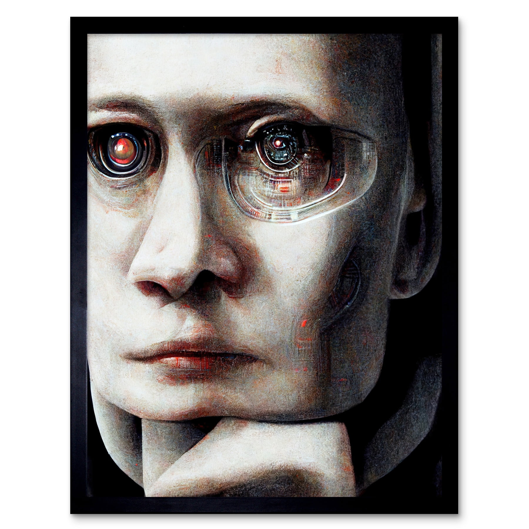 Futurism Cyborg Humanoid Robot AI Face Art Print Framed Poster Wall ...