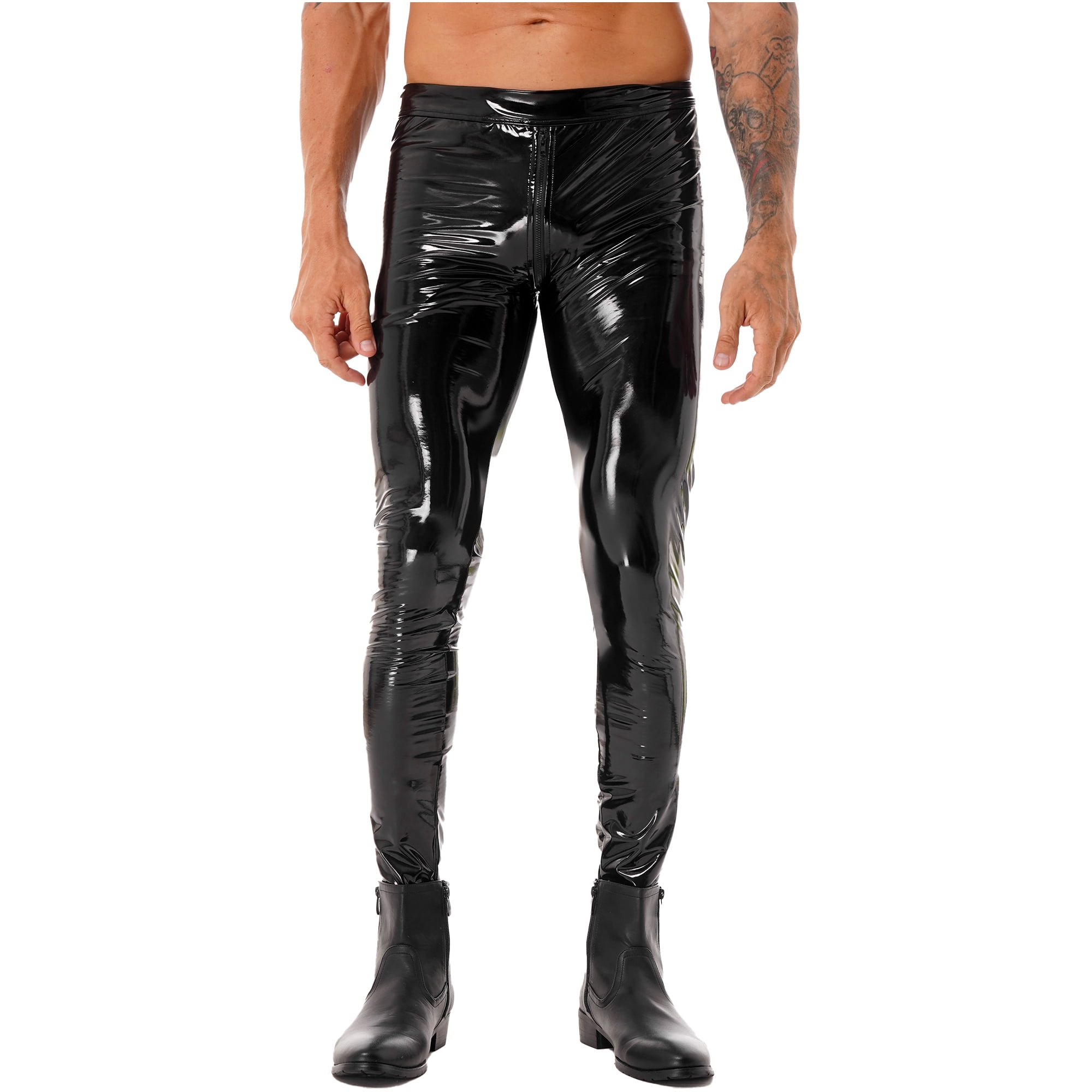 Click here for Runhomal Mens Patent Leather Leggings Zipper Crotc... prices